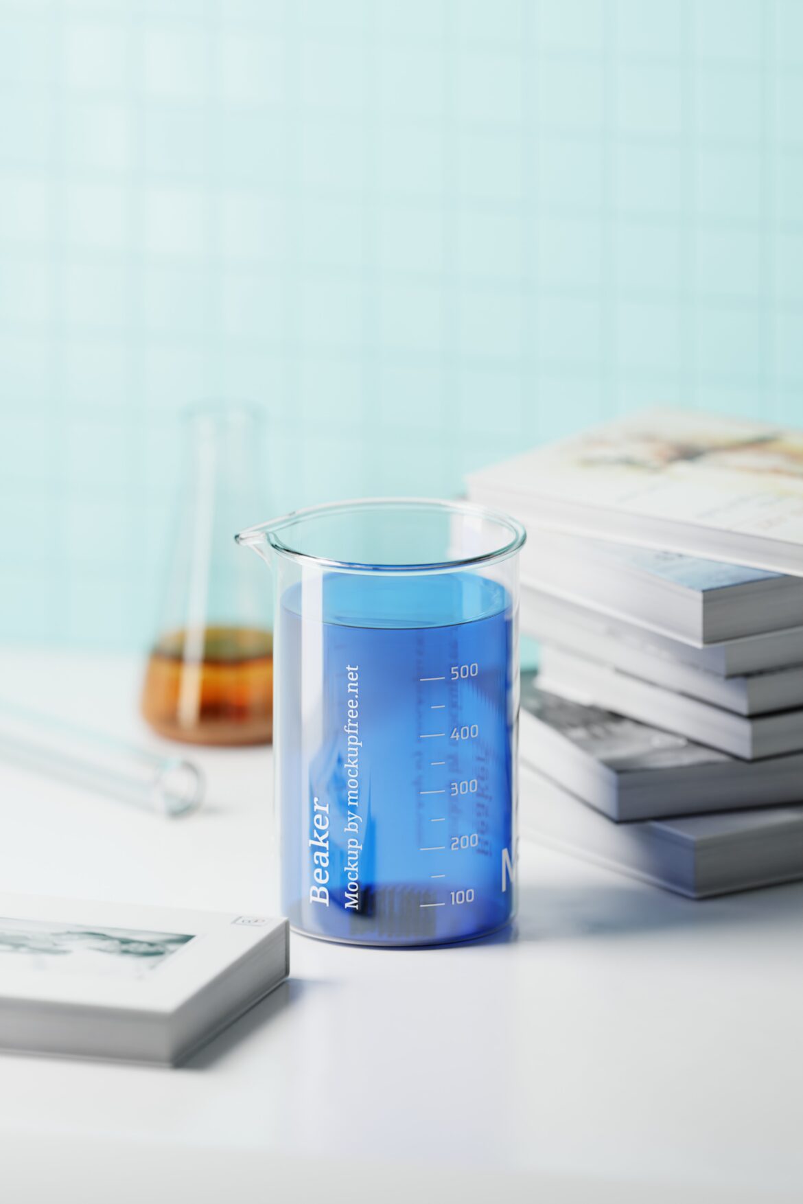 Beaker Mockups in a Laboratory Background - Mockup Free