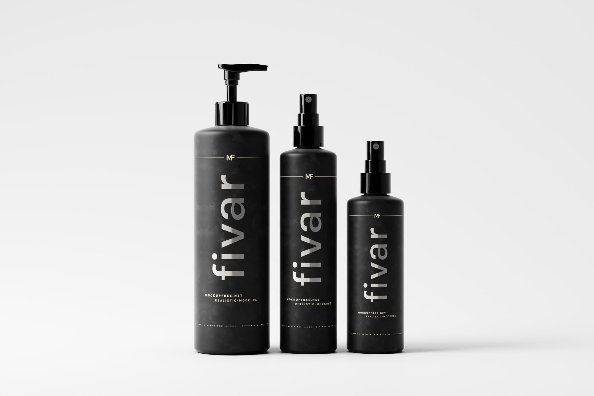 Fivar – Tri-Bottle Cosmetic Mockup Collection - Mockup Free