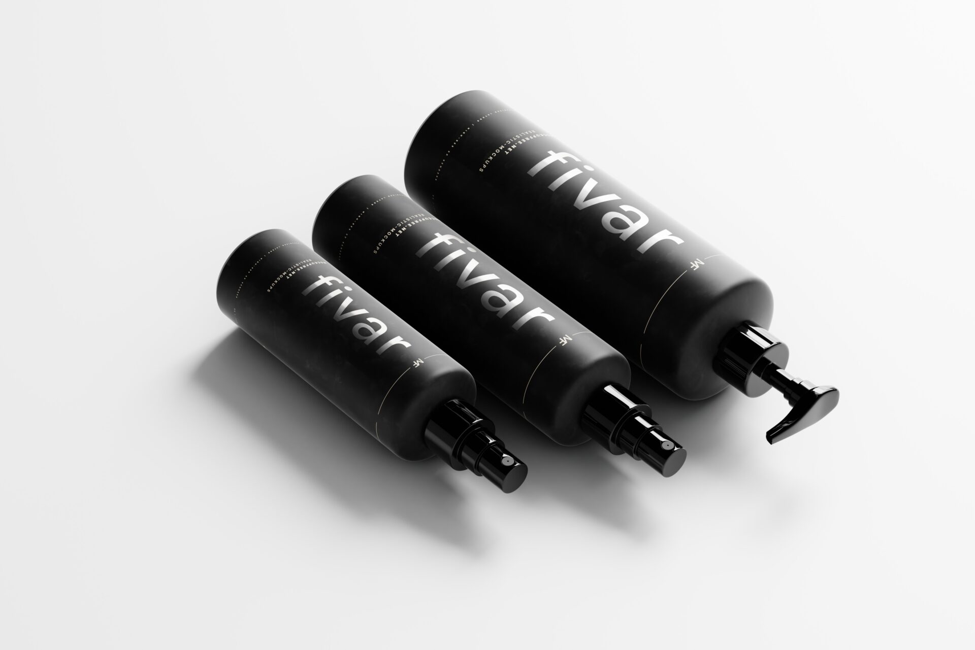 Fivar – Tri-Bottle Cosmetic Mockup Collection - Mockup Free