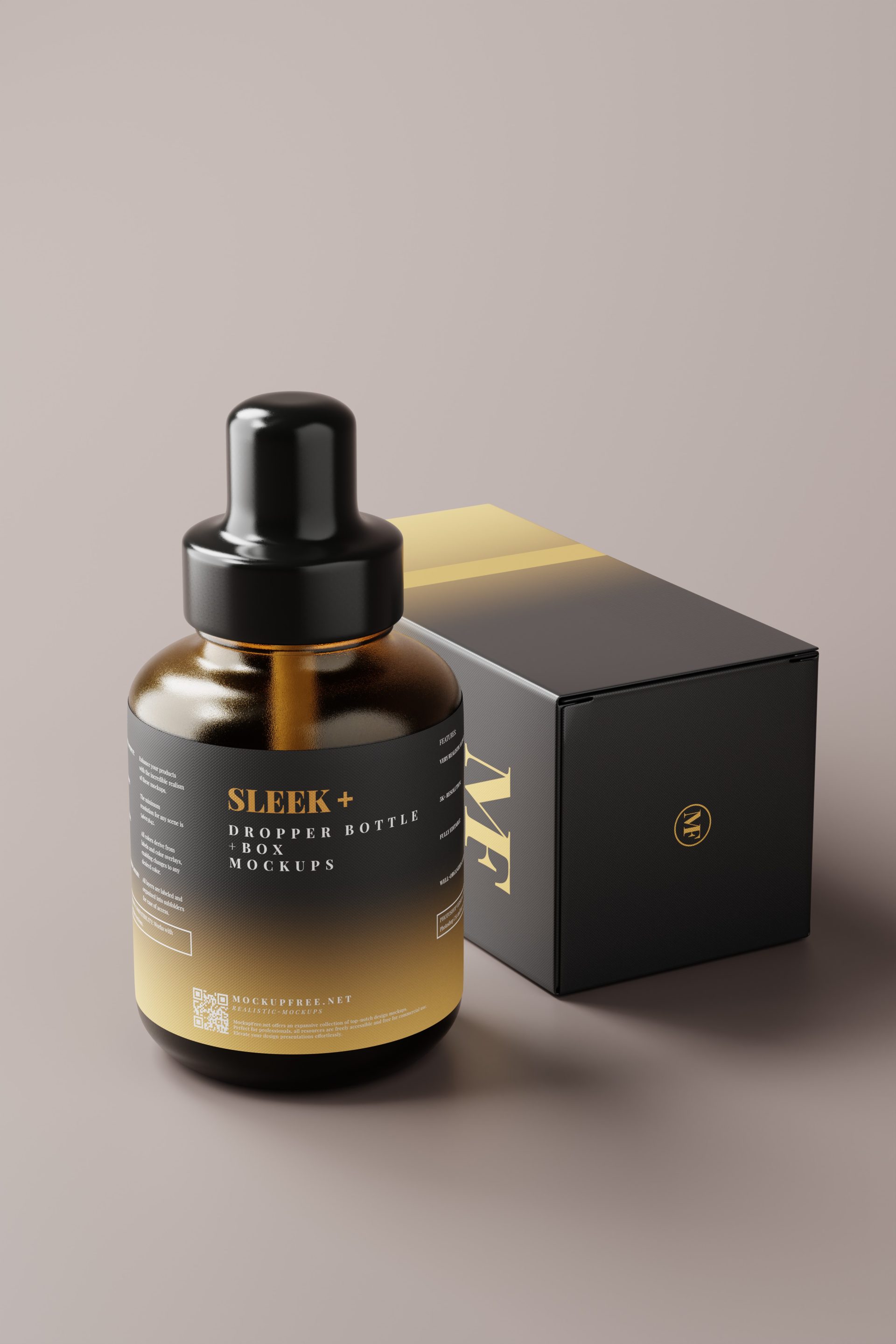 Sleek Cosmetic Dropper Bottle Packaging with Box Mockups - Mockup Free