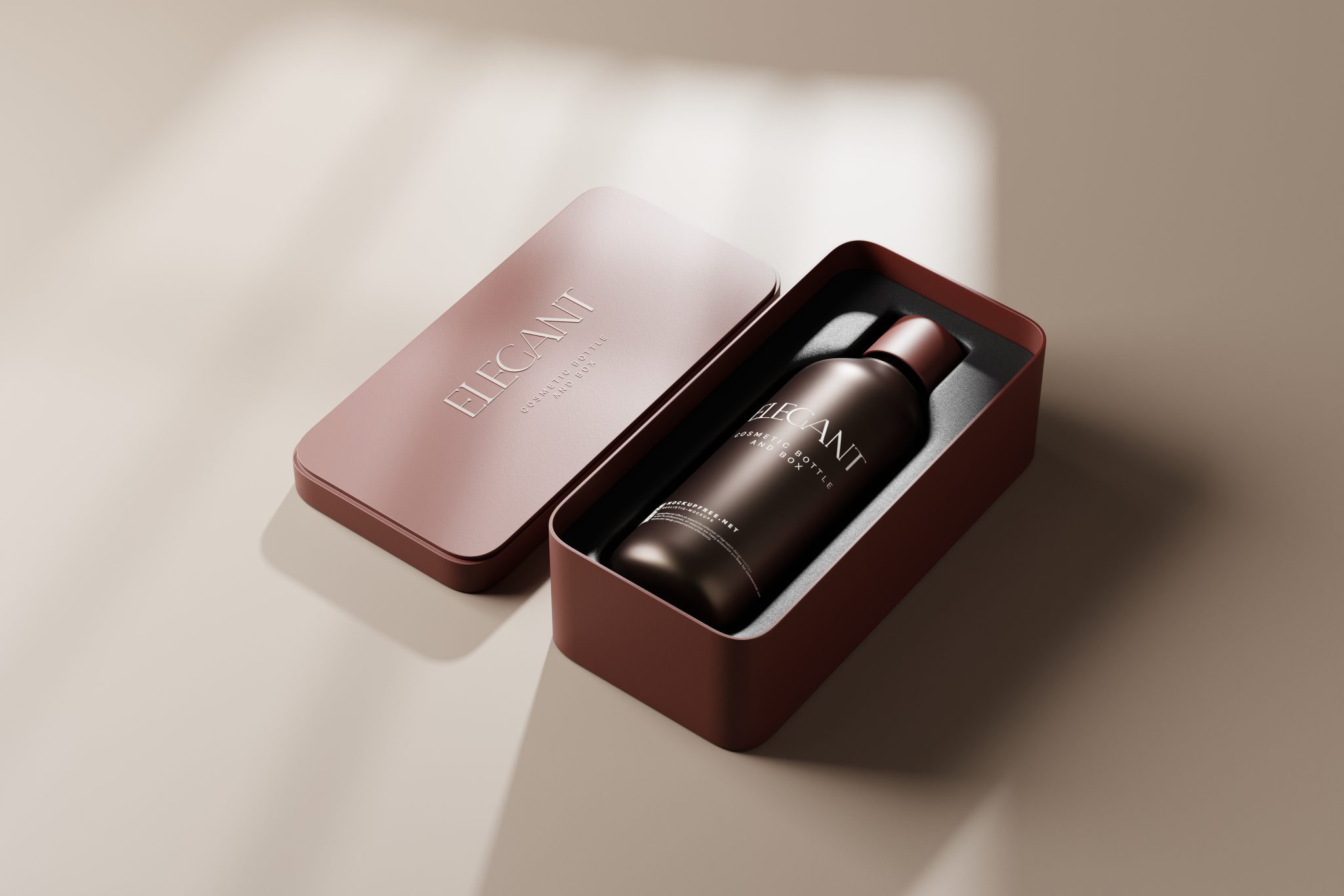 Metallic Box and Glass Bottle Packaging Mockups - Mockup Free