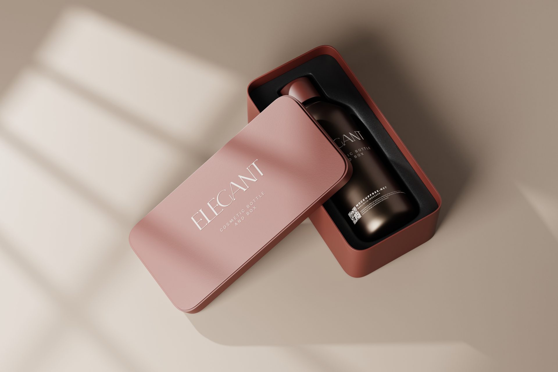 Metallic Box and Glass Bottle Packaging Mockups - Mockup Free