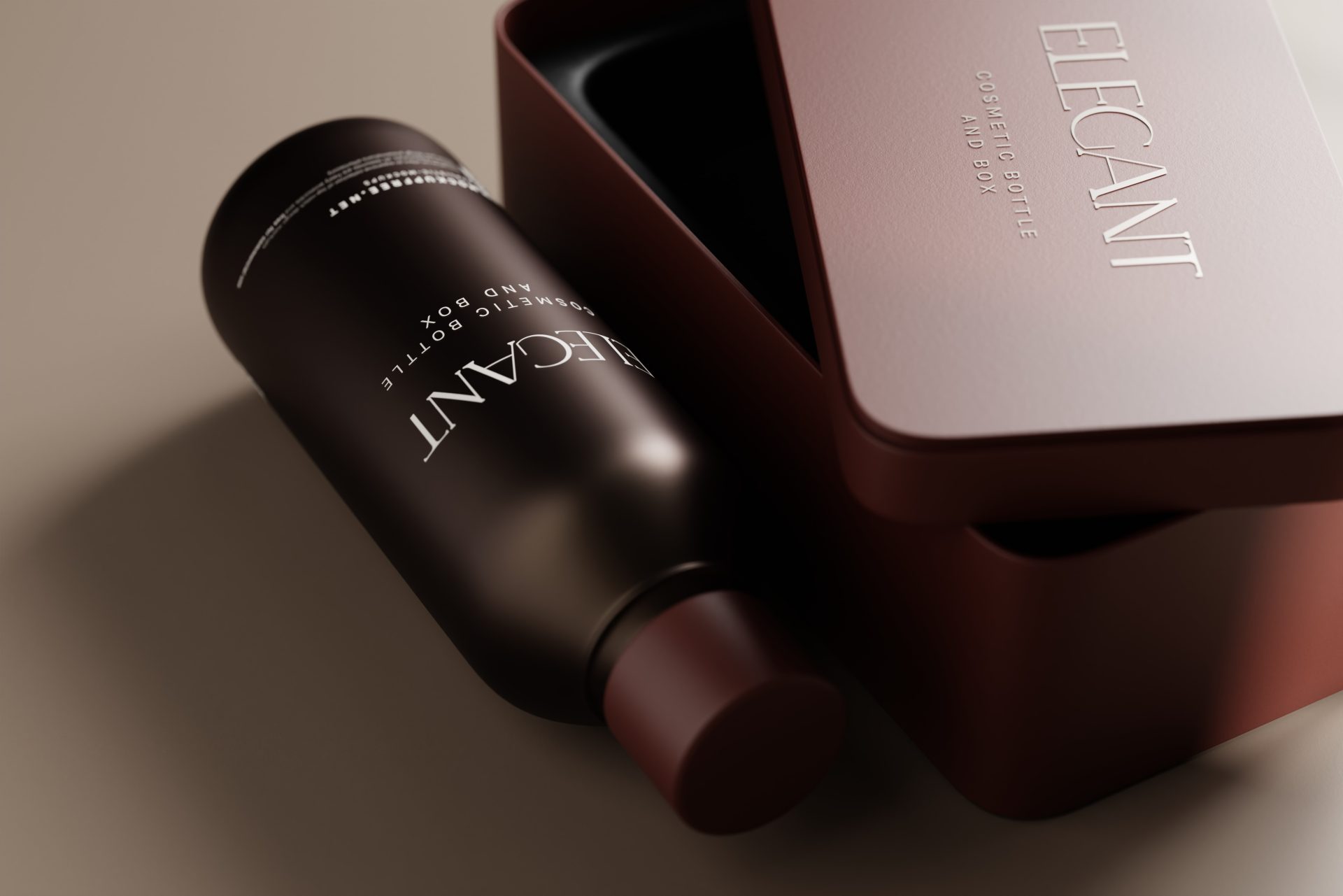 Metallic Box and Glass Bottle Packaging Mockups - Mockup Free