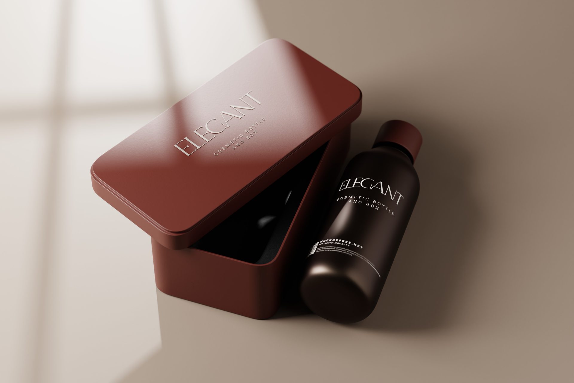 Metallic Box and Glass Bottle Packaging Mockups - Mockup Free