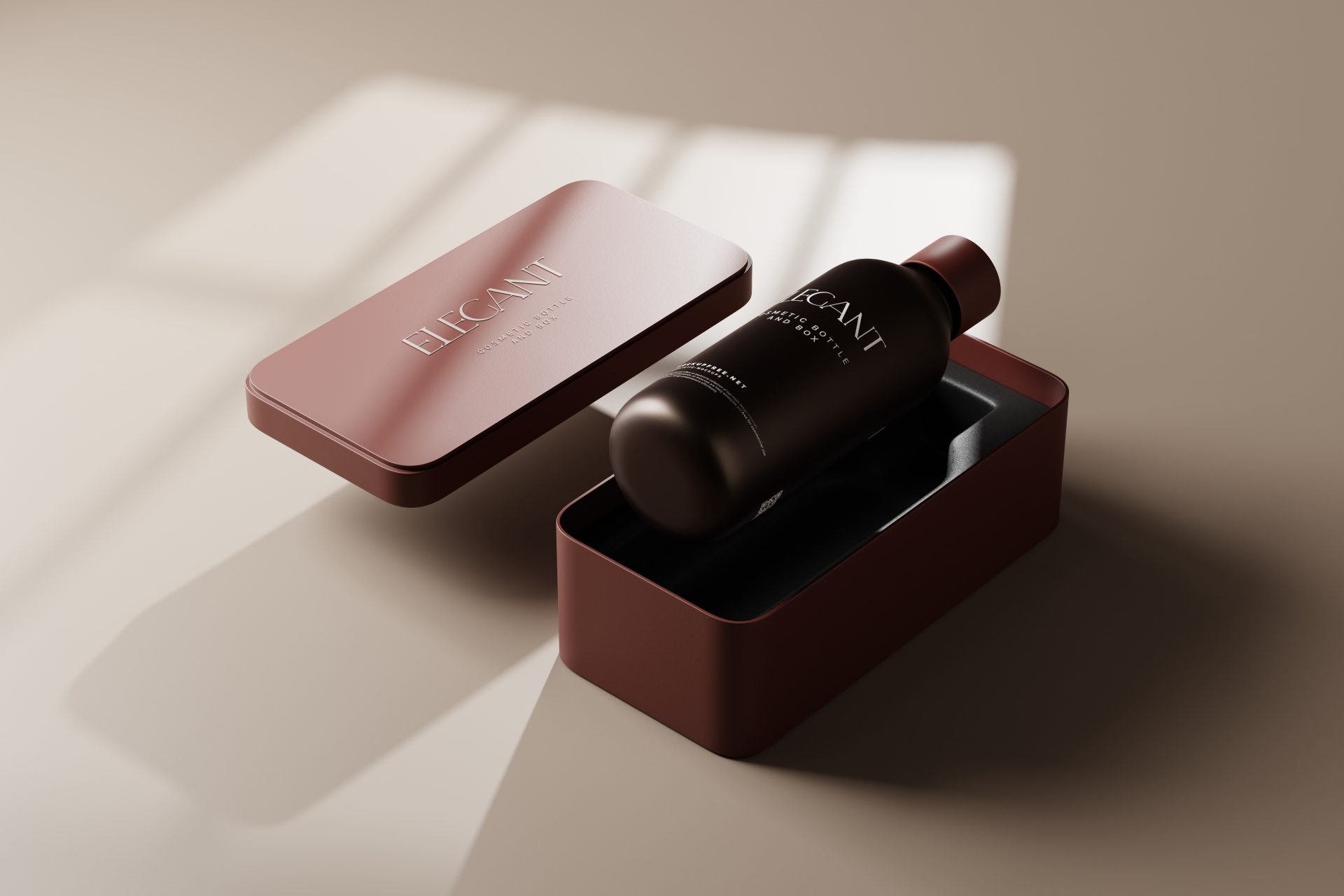 Metallic Box and Glass Bottle Packaging Mockups - Mockup Free