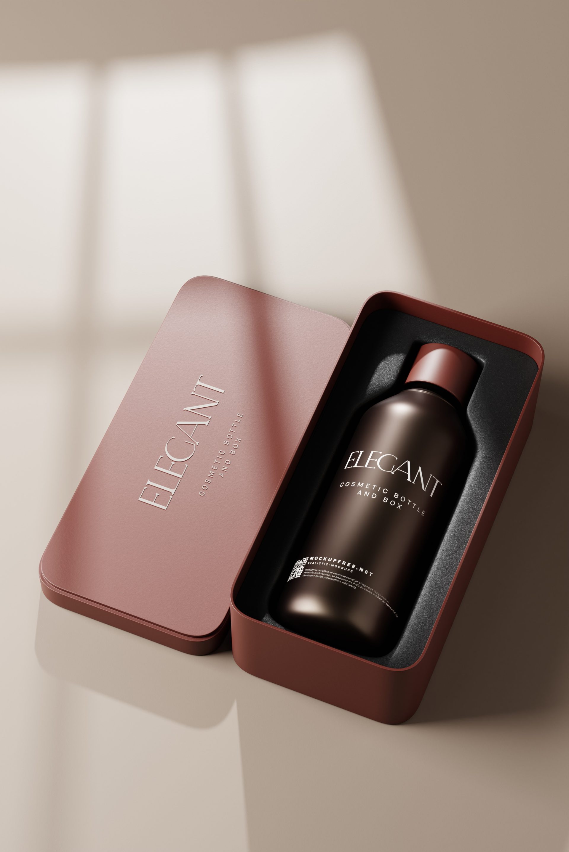 Metallic Box and Glass Bottle Packaging Mockups - Mockup Free