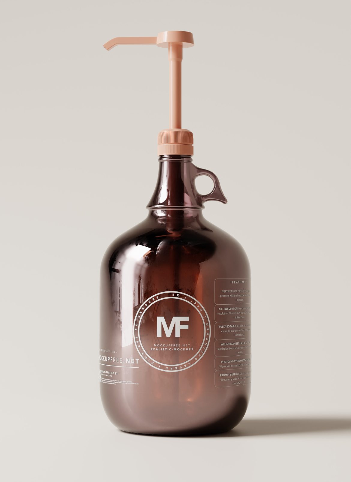 Amber Glass Gallon Pump Bottle Mockups - Mockup Free