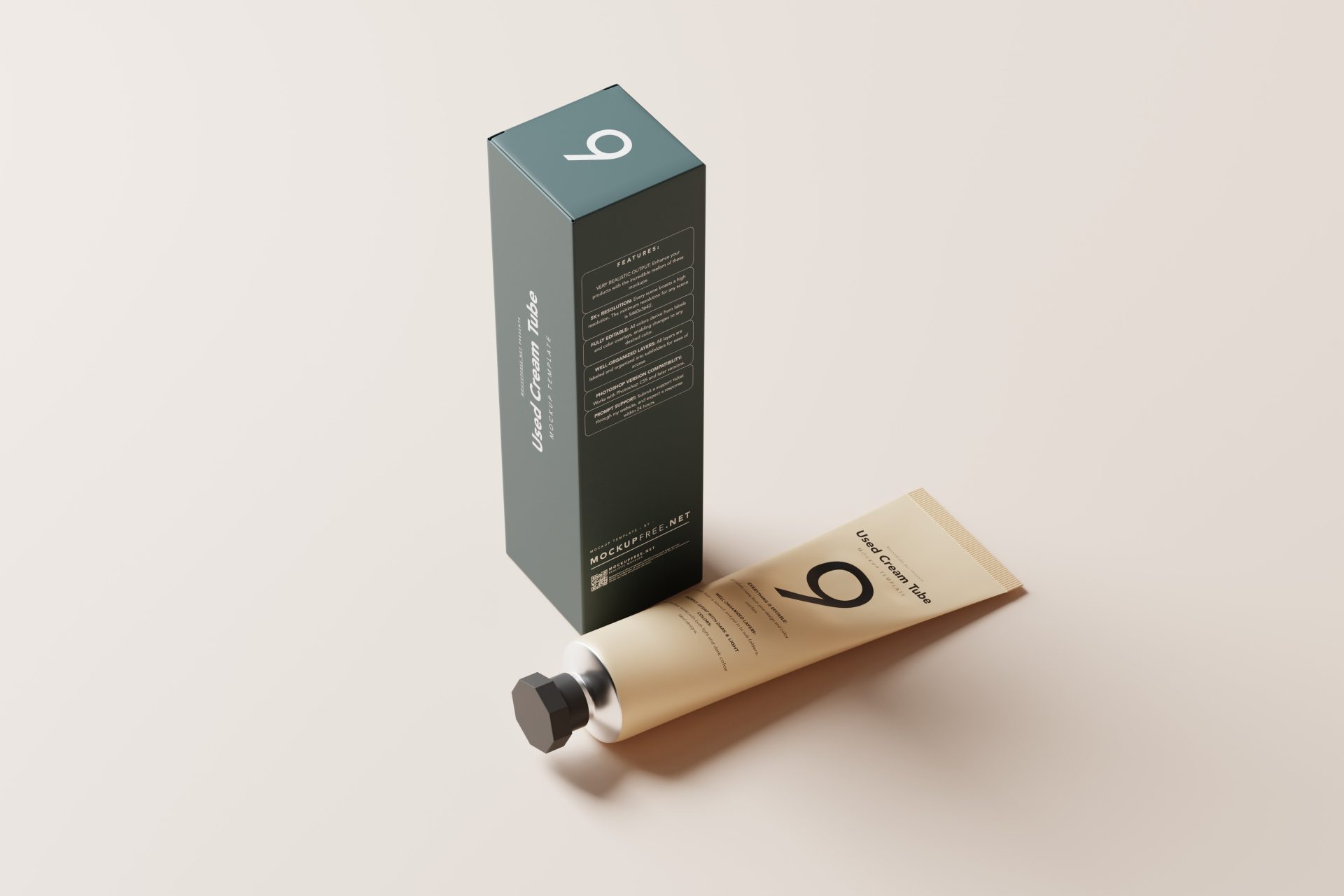 Slightly Used Cream Tube Mockups - Mockup Free