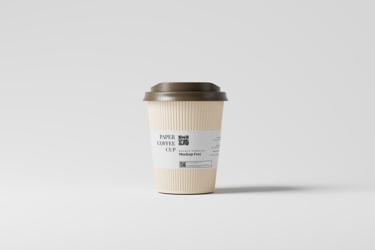 Corrugated Paper Coffee Cup with Java Jacket Mockup - Mockup Free