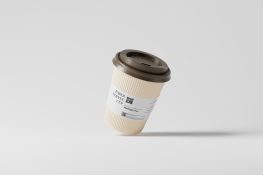 Corrugated Paper Coffee Cup with Java Jacket Mockup - Mockup Free