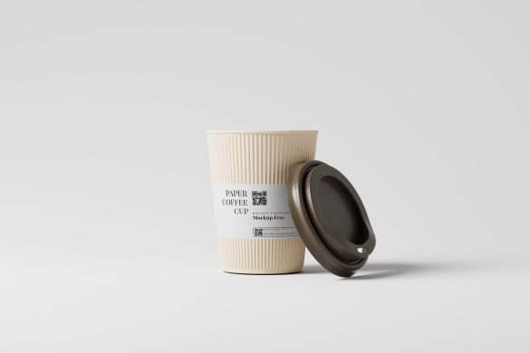 Corrugated Paper Coffee Cup with Java Jacket Mockup - Mockup Free