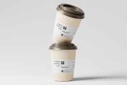 Corrugated Paper Coffee Cup with Java Jacket Mockup - Mockup Free